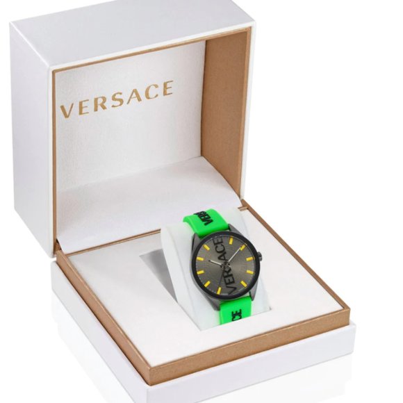 Versace | Accessories | Versace 42mm Lime Green Strap Mens Watch | Poshmark
